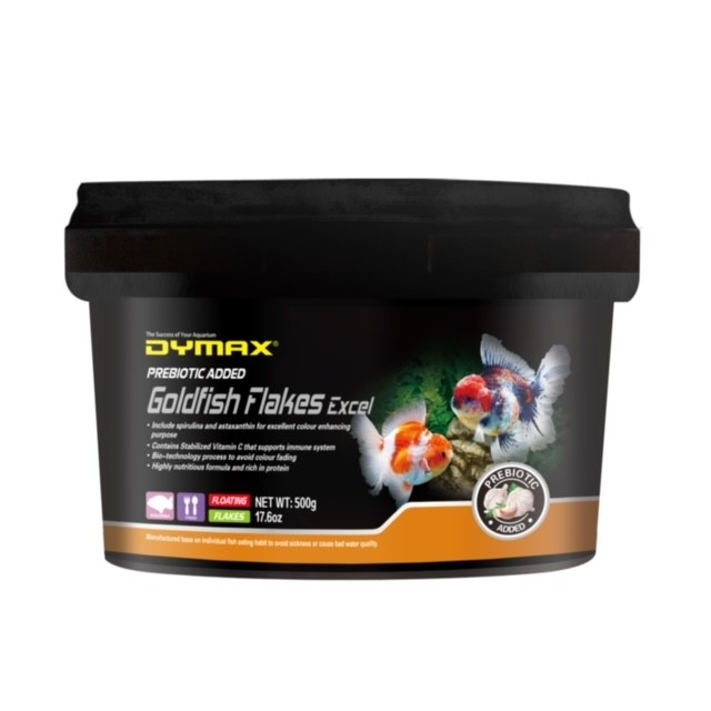 DYMAX GOLDFISH FLAKES EXCEL 500G FLOATING FLAKES | PASES Aqua Pty Ltd